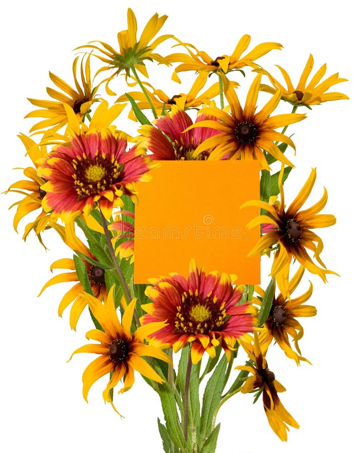 Image of a Bunch of Flowers and Blank for Note Paper Stock Photo ...