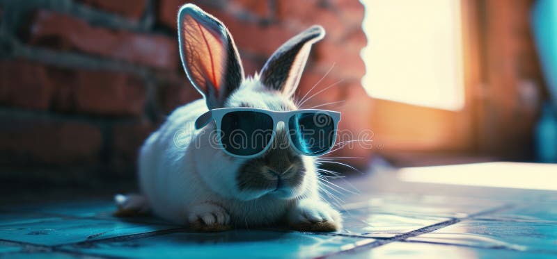 An Image of a Bunny Wearing Sunglasses Stock Image - Image of animal ...