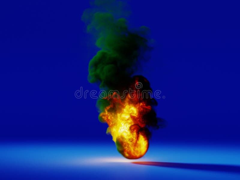 Image of a Burning Object on a Blank Background, 3D Rendering Stock ...