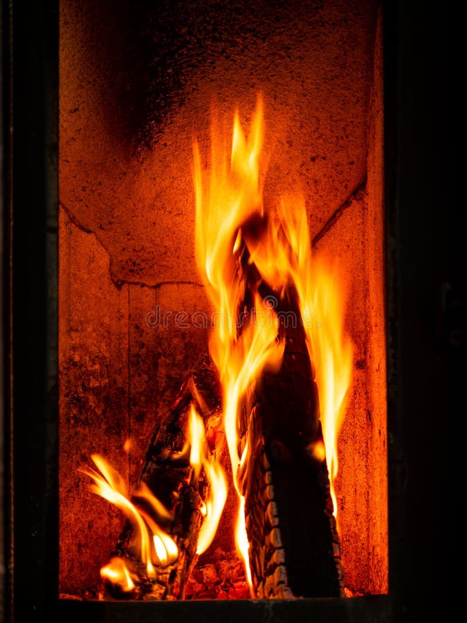Image of Burning Wood Logs in Fire Place Stock Image - Image of burnt ...