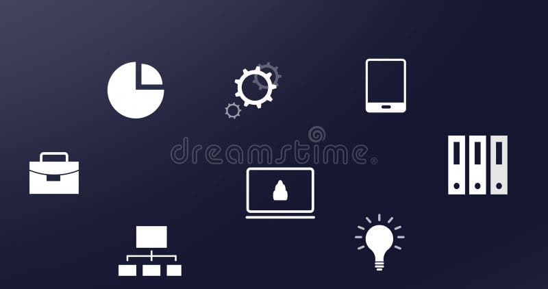 Image of Business Icons on Black Background Stock Illustration ...