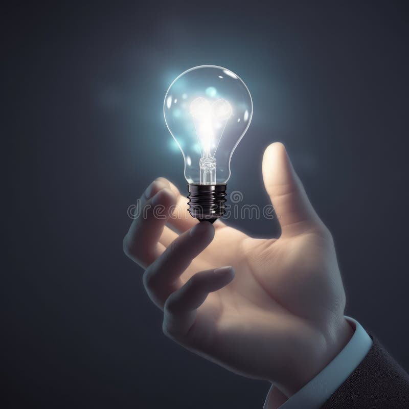 Image of Business Man Holding Glowing Bulb Generative AI Stock ...