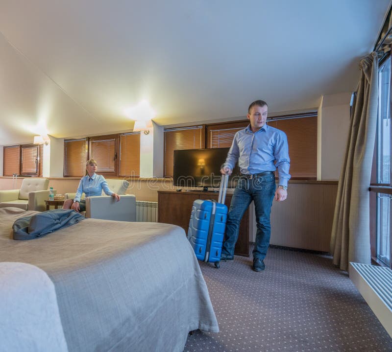 Image of Business Partners Arrived at Hotel Room Stock Photo - Image of ...