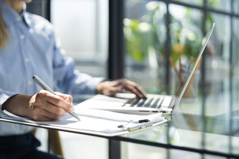 Image of Business Woman Hands Taking Business Notes at Office. Stock ...