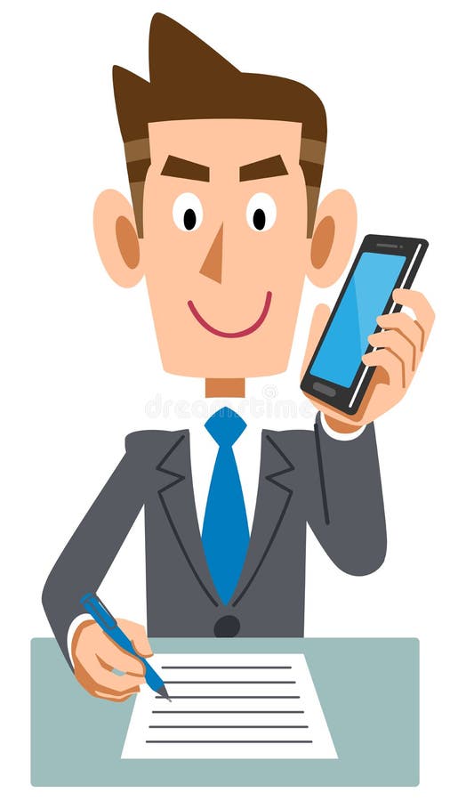 Businessman Smartphone Phone Note Stock Vector - Illustration of ...