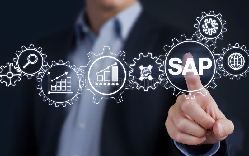 Businessman Touching SAP Software Interface Digital Technology Modern ...
