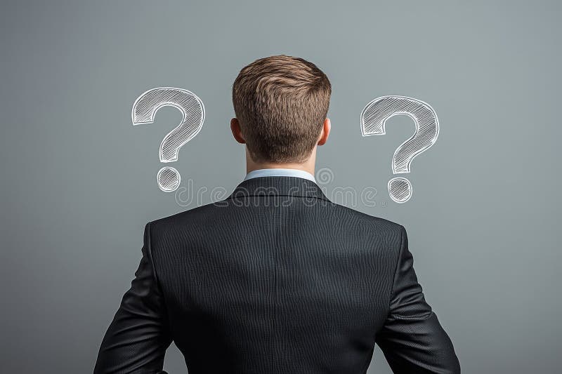 An Image of a Businessman with Question Marks and Circles on His Back ...