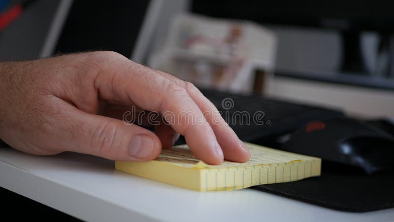 Man Touching Sticky Note on the Board Stock Photo - Image of adhesive ...