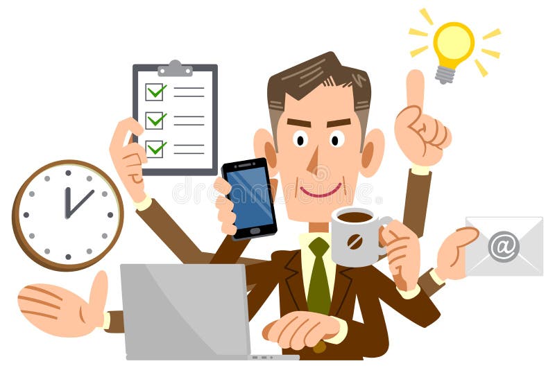 A Businessman Who Performs Multitasking Stock Vector - Illustration of ...
