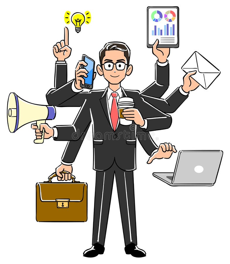 Businessman Who Performs Multi Tasks, Uncle`s Boss Stock Vector ...