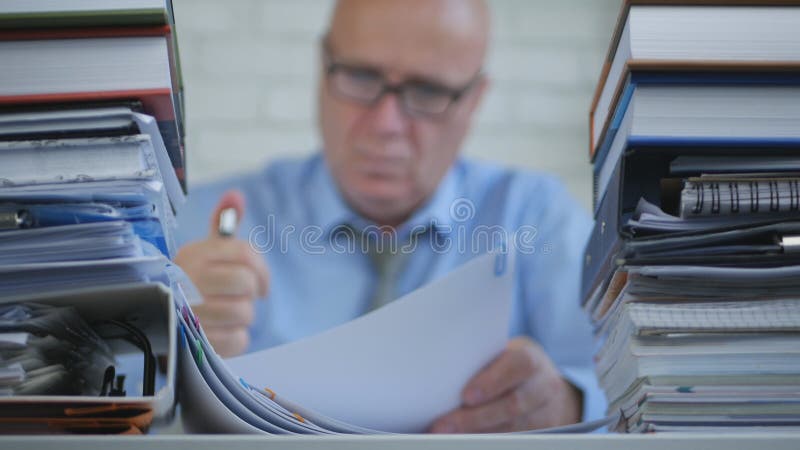 Image with a Businessman Working in Accounting Archive Room Stock Photo ...