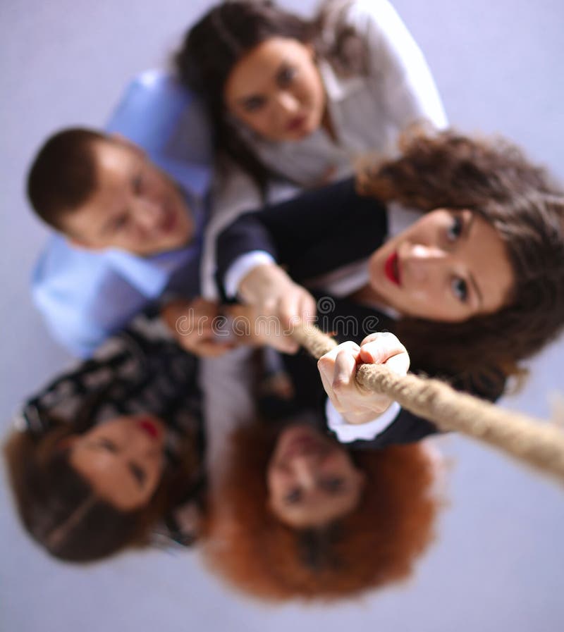 Image of Businesspeople Ascending Up the Rope Stock Image - Image of ...