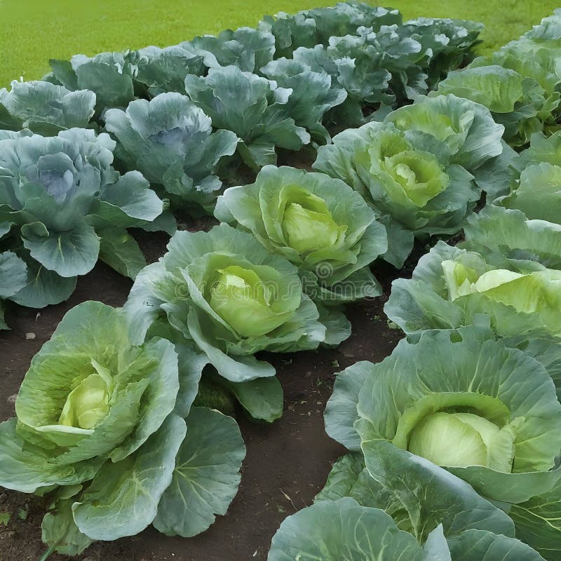 Green Cabbage in a Line stock illustration. Illustration of green ...