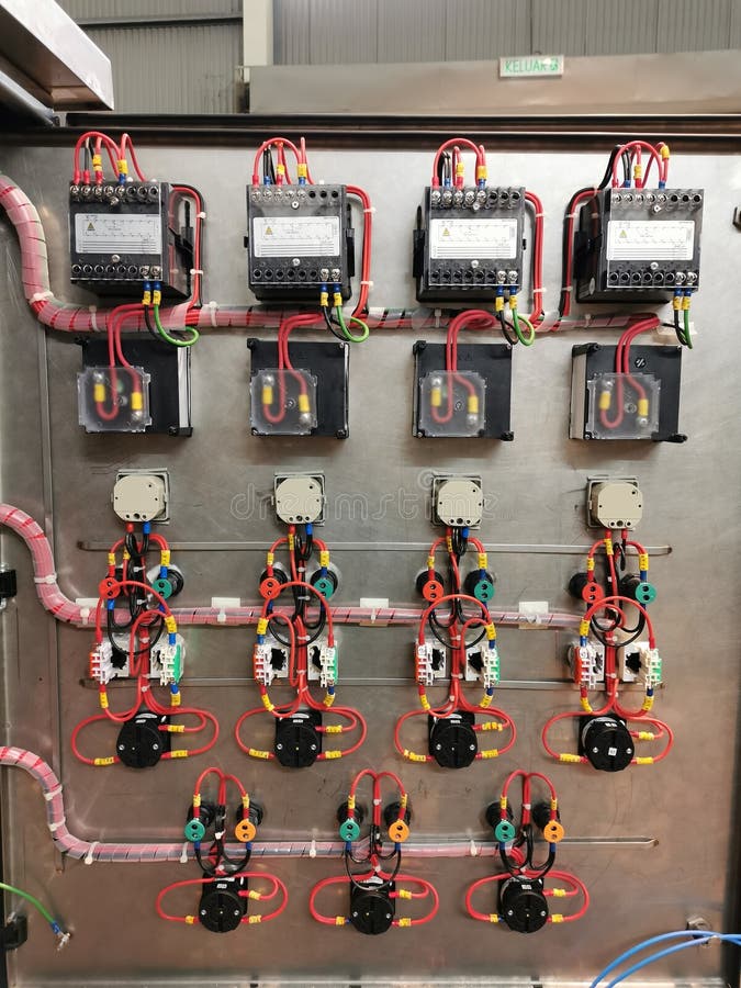 Image of Cable Connection on the Door of Electrical Cabinet. Sewage ...