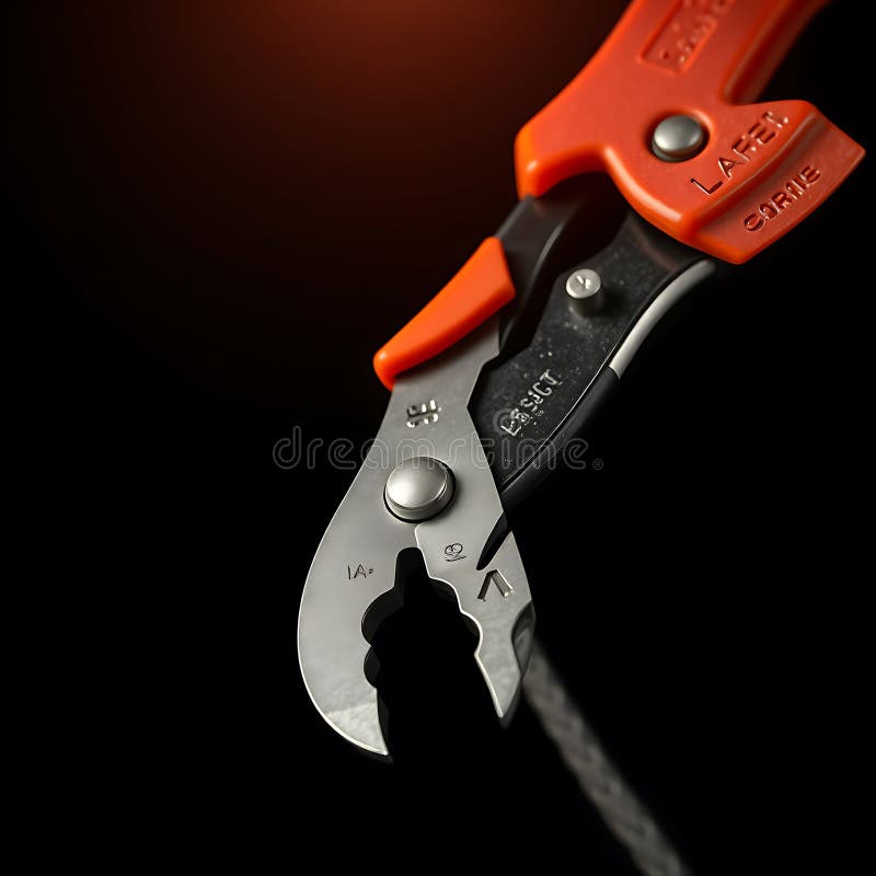 Image of Cable Cutters Cutting through a Thick Insulated Wire with a ...