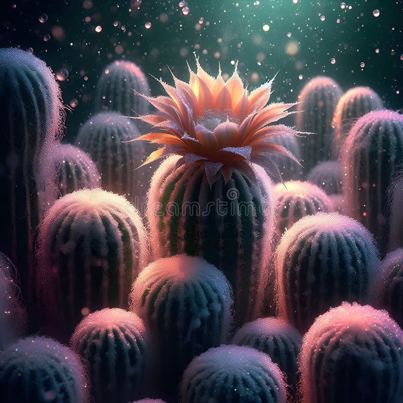 Image of Cactus with Beautiful Spectrum Under the Influence of Zenith ...