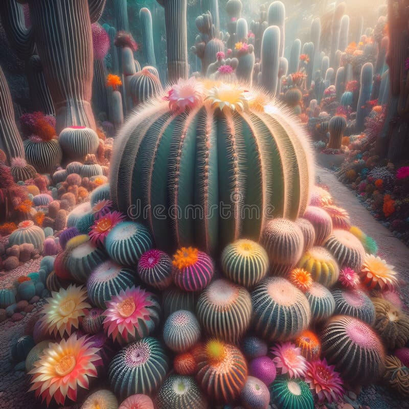 Image of Cactus with Beautiful Spectrum Under the Influence of Zenith ...