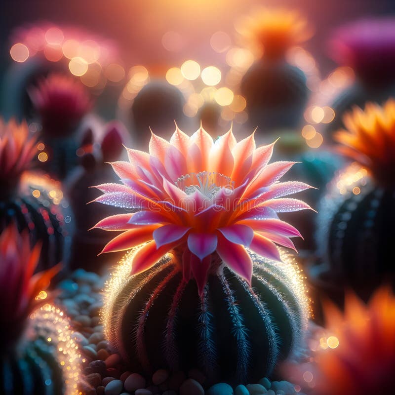 Image of Cactus with Beautiful Spectrum Under the Influence of Zenith ...