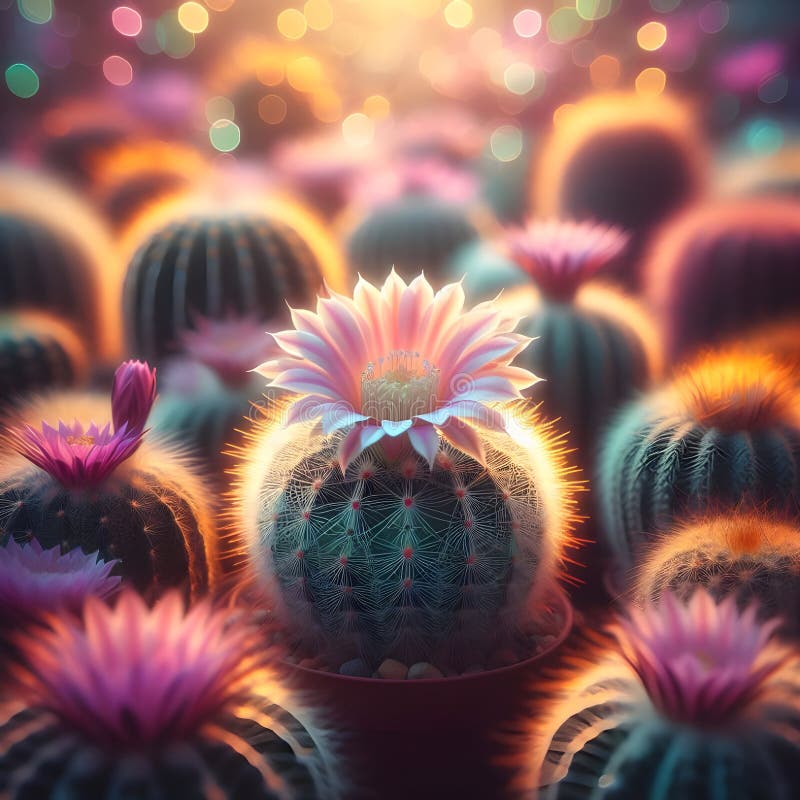 Image of Cactus with Beautiful Spectrum Under the Influence of Zenith ...