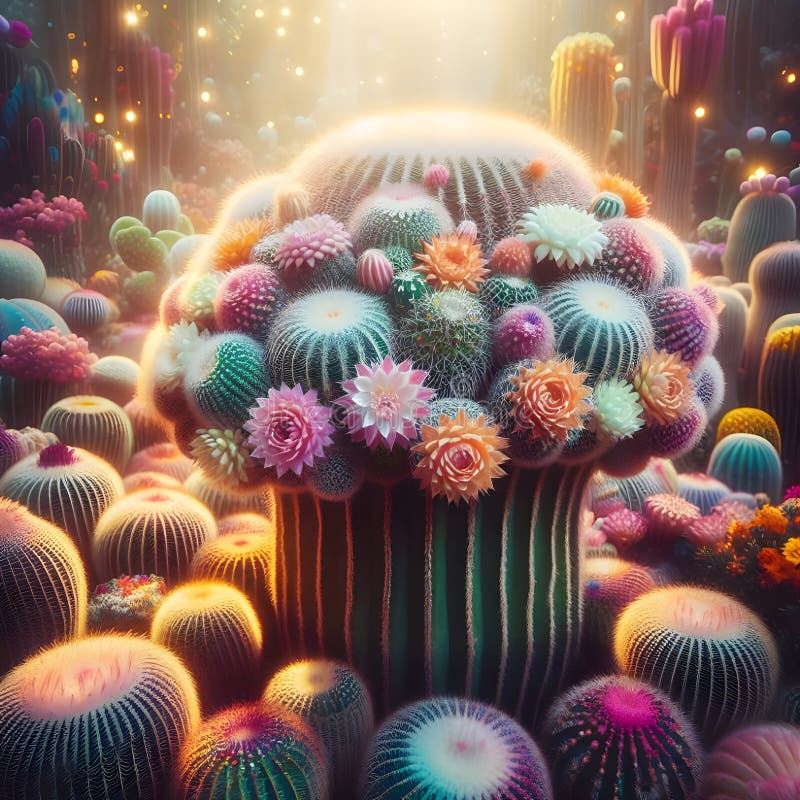 Image of Cactus with Beautiful Spectrum Under the Influence of Zenith ...