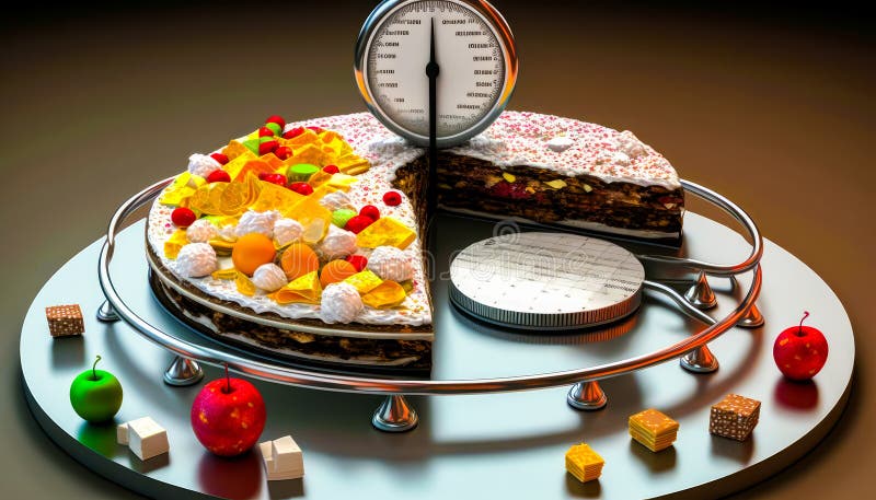 An Image of Cake with Scale on it. Generative AI Stock Illustration ...