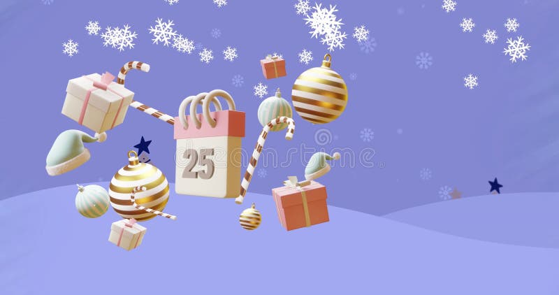 Image of Calendar with 25 of December Date and Christmas Decorations ...