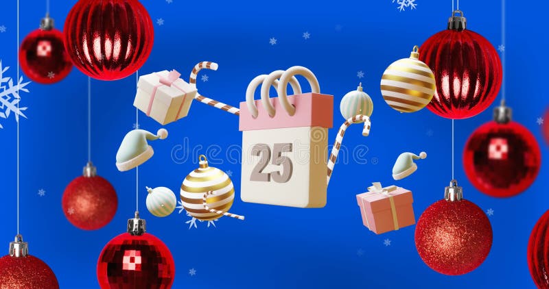 Image of Calendar with 25 of December Date and Christmas Decorations ...