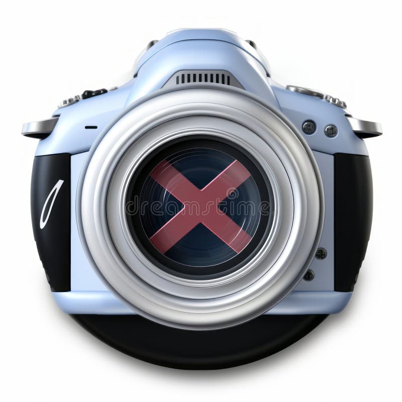 An Image of a Camera with a Red Cross on it Stock Illustration ...