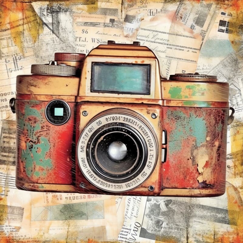Cameras Old Paper, Vintage Digital Paper Stock Illustration ...
