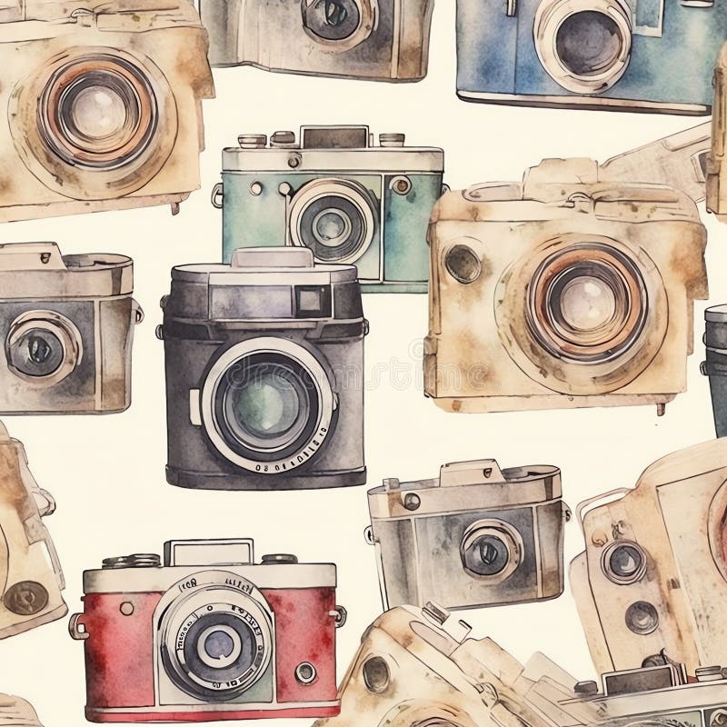 Cameras Old Paper, Vintage Digital Paper Stock Illustration ...