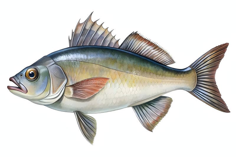 Realistic Perch Fish Illustration Underwater Freshwater Stock Photo ...