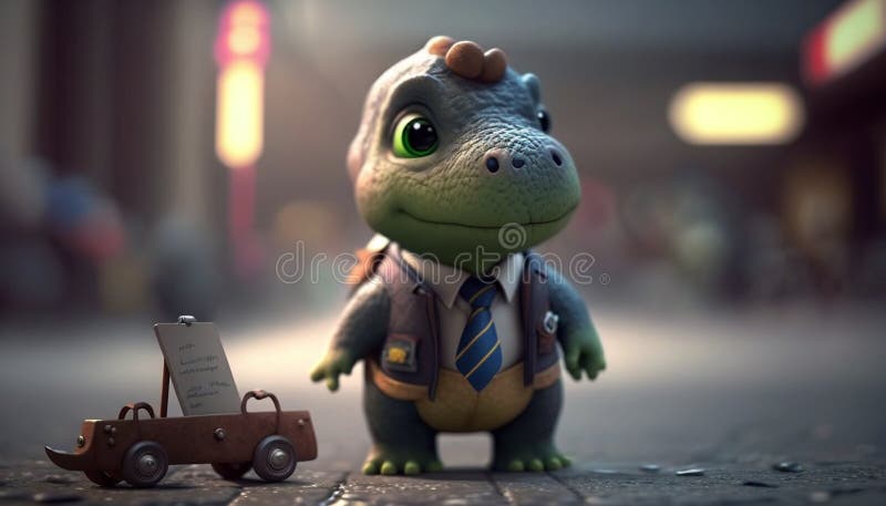 Cute Dinosaur Baby Working Generative AI Stock Illustration ...