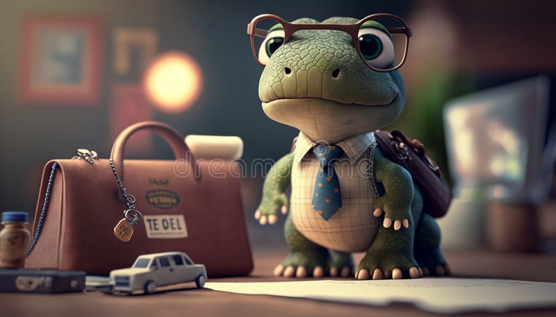 Cute Dinosaur Baby Working Generative AI Stock Illustration ...