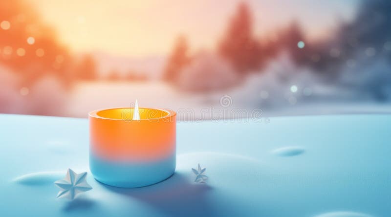 Image of a Candle Burning in a Winter Scene, Stock Photo - Image of ...