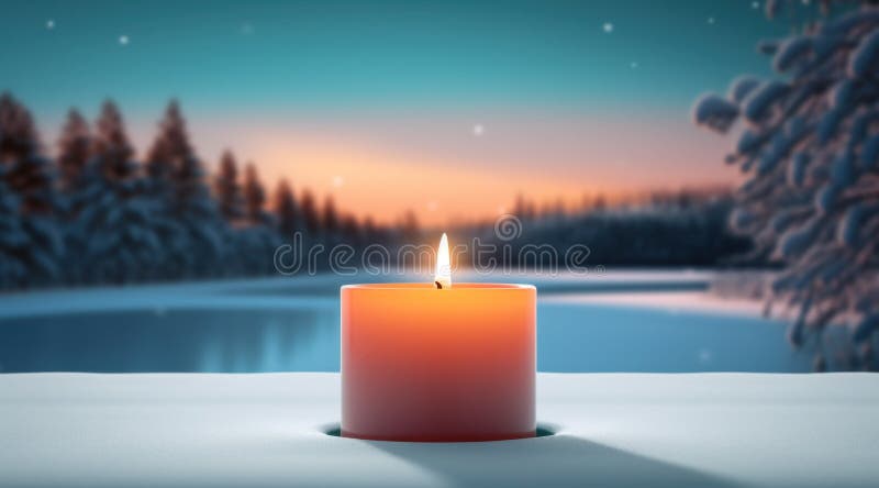 Image of a Candle Burning in a Winter Scene, Stock Image - Image of ...