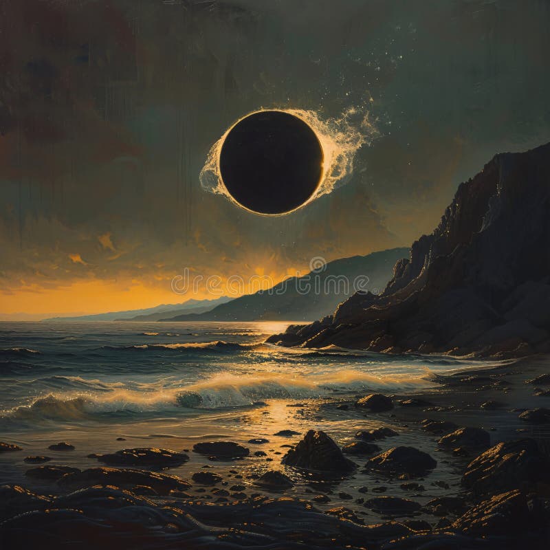 Solar Eclipse Brilliance: Celestial Shadows and Light Stock ...