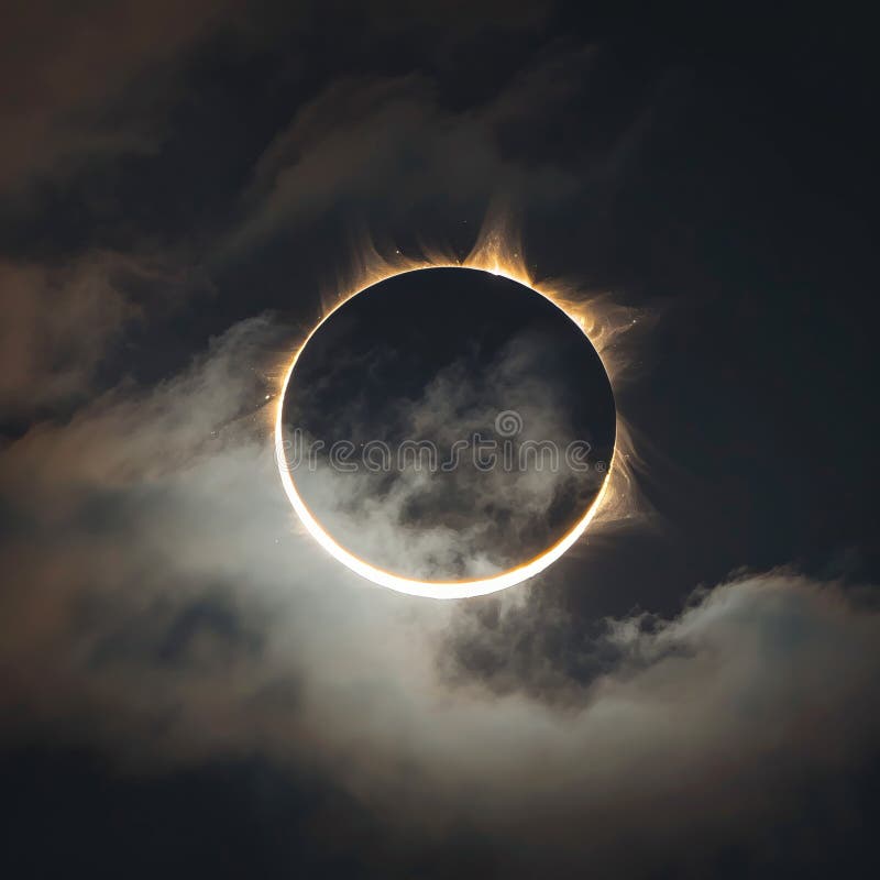 Solar Eclipse Brilliance: Celestial Shadows and Light Stock ...