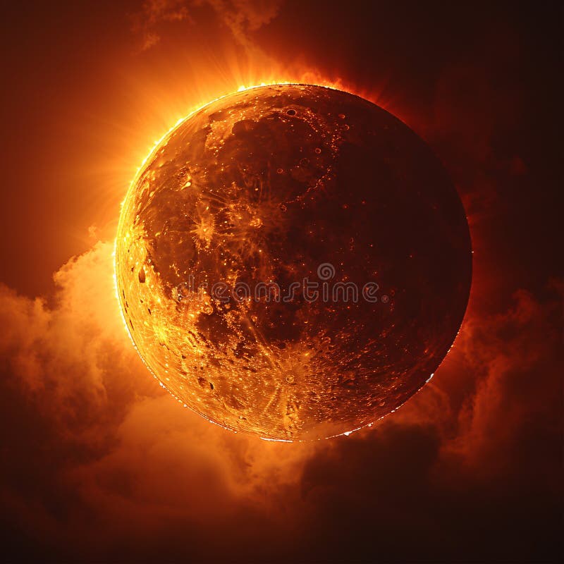 Solar Eclipse Brilliance: Celestial Shadows and Light Stock ...