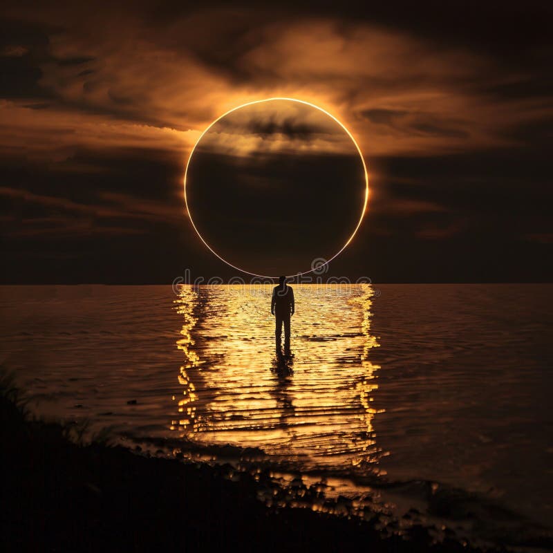 Solar Eclipse Brilliance: Celestial Shadows and Light Stock ...