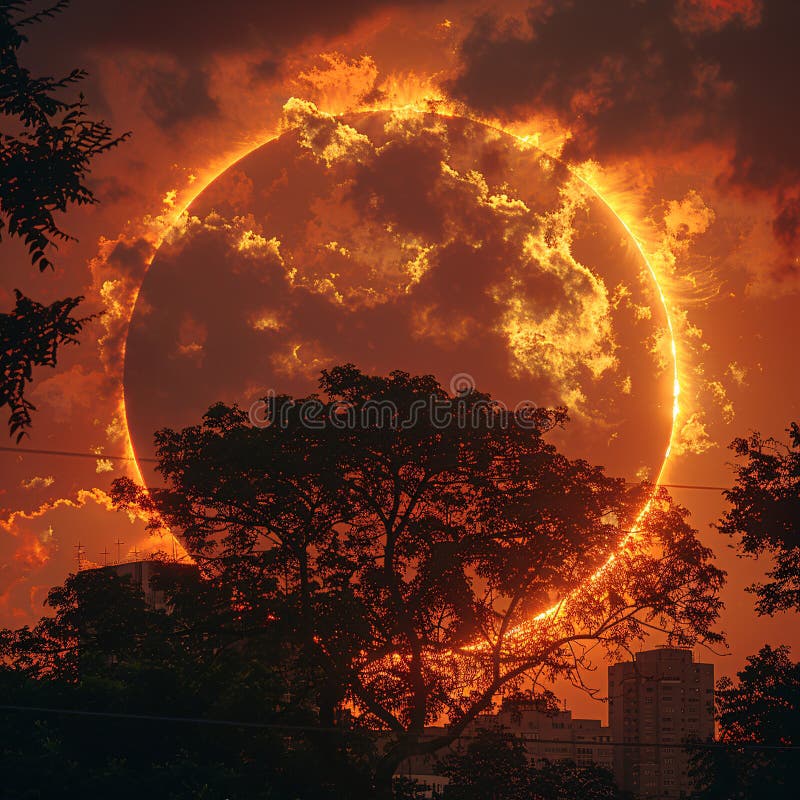 Solar Eclipse Brilliance: Celestial Shadows and Light Stock ...