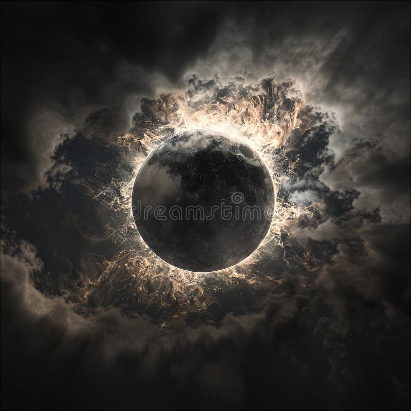 Solar Eclipse Brilliance: Celestial Shadows and Light Stock ...