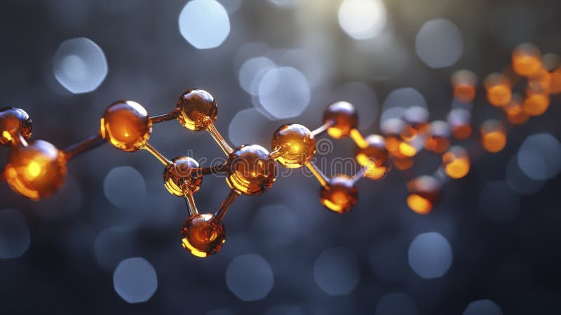 3D Amber Molecular Structure with Soft Background Stock Illustration ...