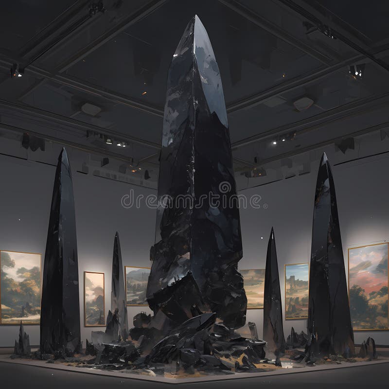 Art Gallery Obsidian Obelisk Display Stock Illustration - Illustration ...