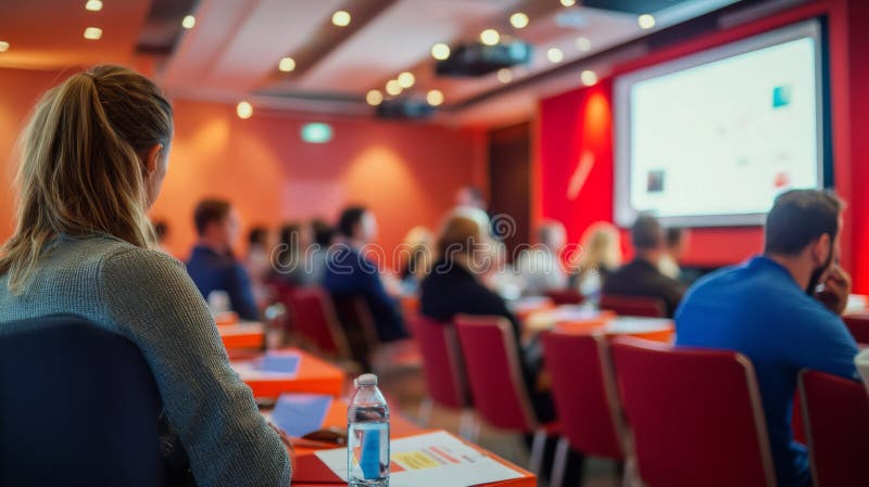 A Focused Audience Engages during a Professional Seminar in a Modern ...