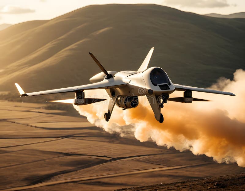 Autonomous Combat Drone Over Desert Stock Photo - Image of combat ...