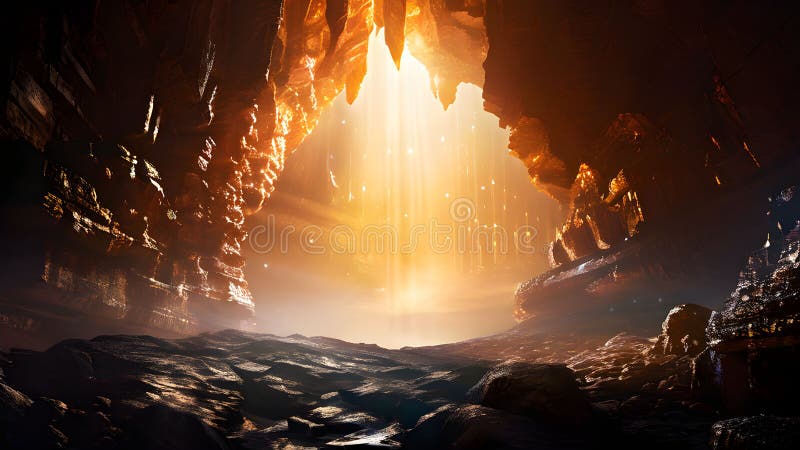 Mystic Cave Light: Ethereal Glow within- GenerativeAI Stock ...