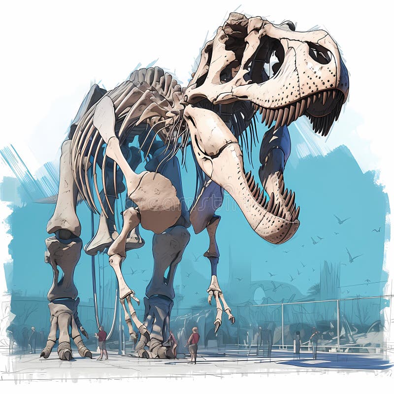 Gigantic Giganotosaurus Skeleton in a Park Stock Illustration ...