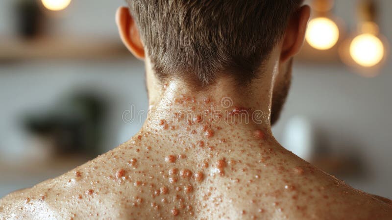 A Close-up of a Man S Back Showing Skin Condition with Numerous Bumps ...