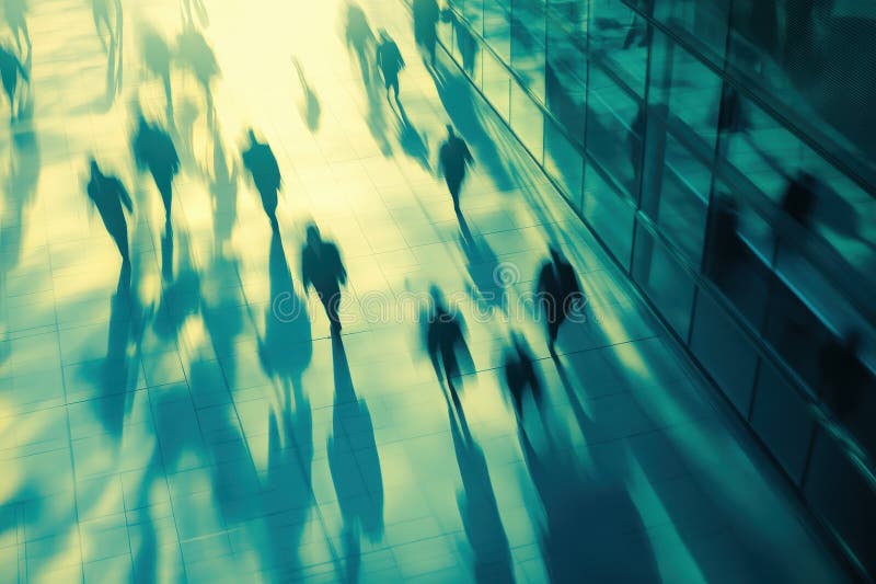 Beautiful Motion Blur of People Walking in the Morning Light with ...