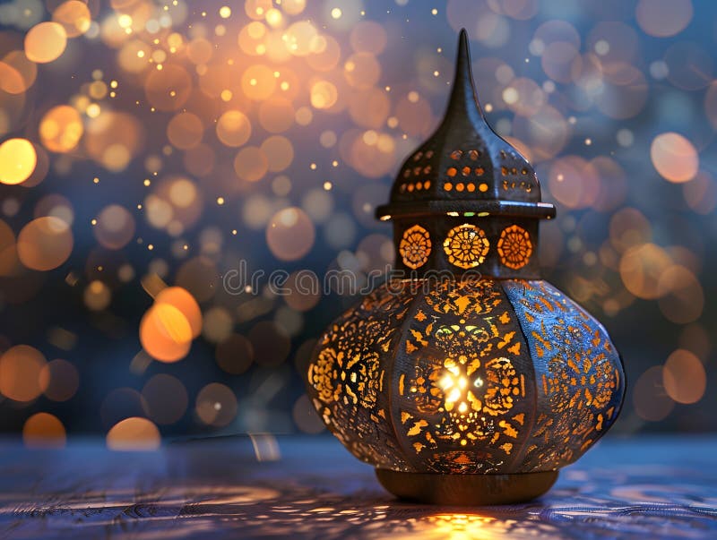 Beautifully Crafted Lantern Illuminating Intricate Patterns on Textured ...